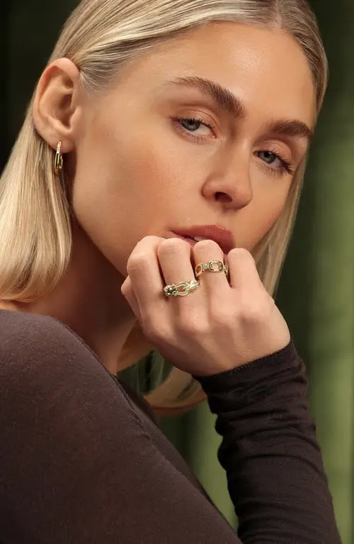 ATHRA LUXE Modern Muse Cz Horse Bit Ring - Gold