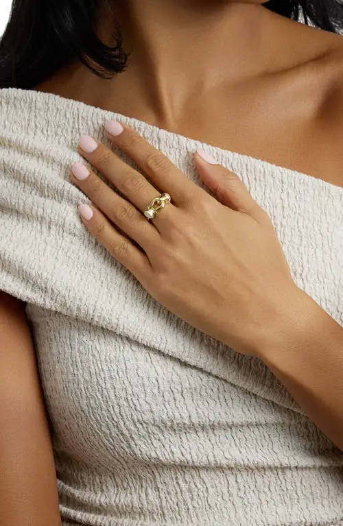 ATHRA LUXE Modern Muse Cz Horse Bit Ring - Gold