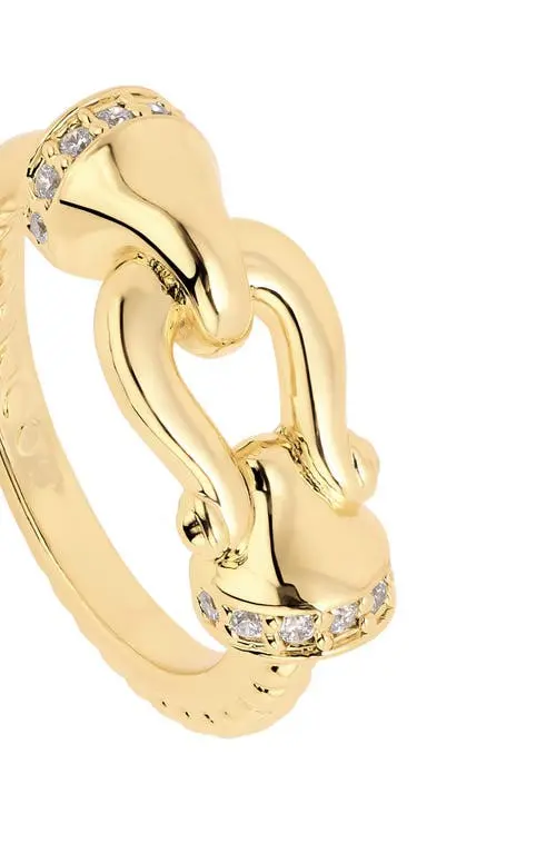 ATHRA LUXE Modern Muse Cz Horse Bit Ring - Gold