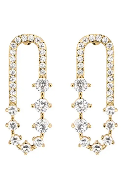 ATHRA LUXE Modern Muse Cz Paperclip Drop Earrings - Gold