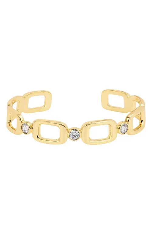 ATHRA LUXE Modern Muse Cz Square Link Cuff Bracelet - Gold