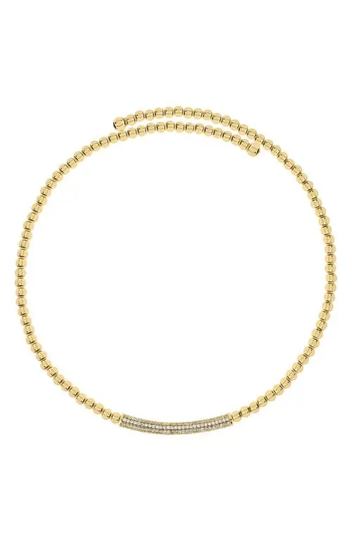 ATHRA LUXE Modern Muse Cz Bar Beaded Choker Necklace - Gold