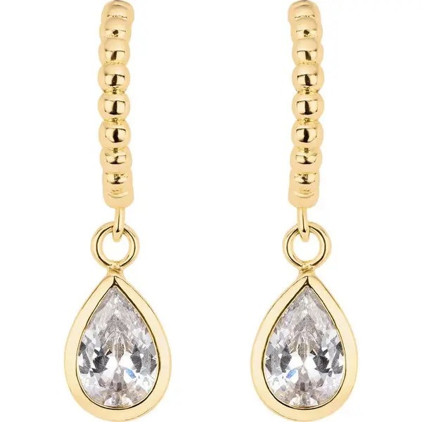 ATHRA LUXE Beaded Hoop Earrings With Pear Zirconia - Gold
