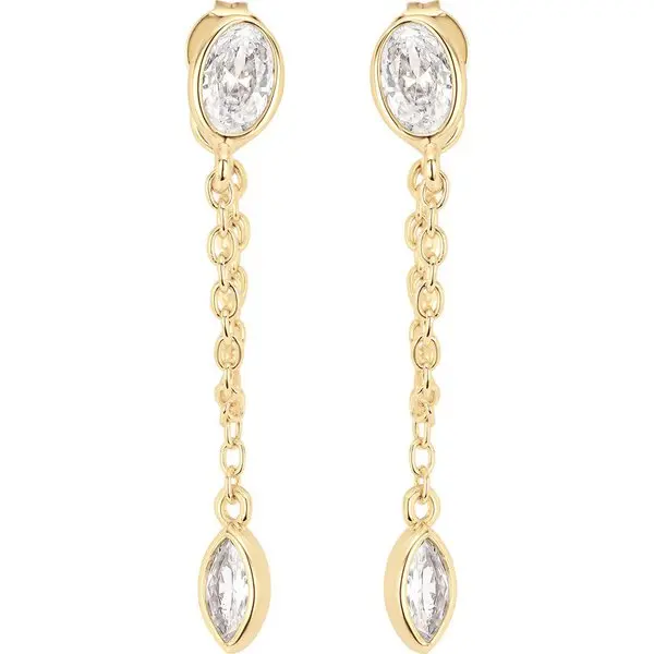 ATHRA LUXE Modern Muse Oval Cz Drop Earrings - Gold