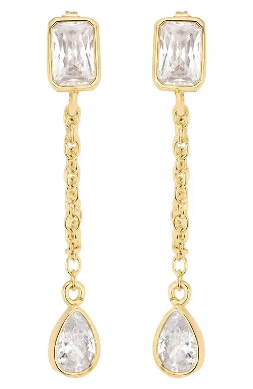 ATHRA LUXE Modern Muse Cz Chain Drop Earrings - Gold