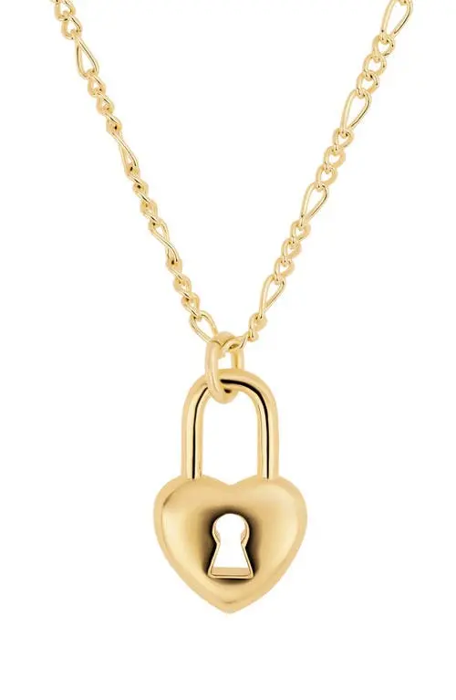 ATHRA LUXE Modern Muse Heart Lock Figaro Necklace - Gold