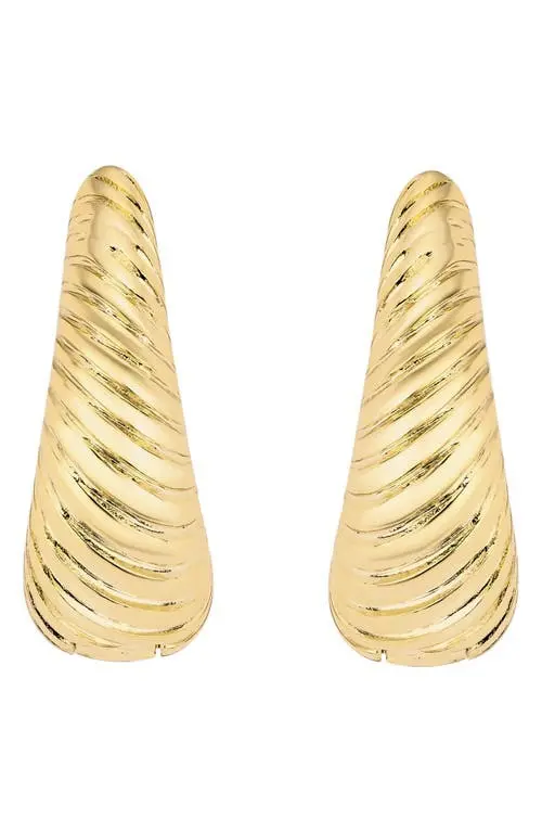 ATHRA LUXE Modern Muse Ribbed Huggie Hoop Earrings - Gold