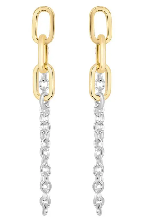 ATHRA LUXE Modern Muse Two-tone Link Chain Drop Earrings - Silver