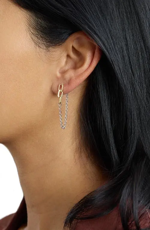 ATHRA LUXE Modern Muse Two-tone Link Chain Drop Earrings