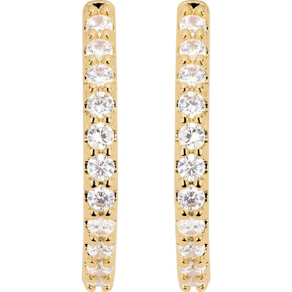 ATHRA LUXE Modern Muse Cz In & Out Huggie Hoop Earrings - Gold