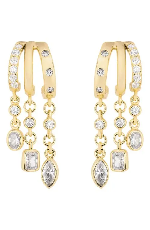 ATHRA LUXE Modern Muse Cz Charm Hoop Earrings - Gold
