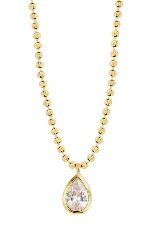 ATHRA LUXE Teardrop Bezel Beaded Necklace - Gold