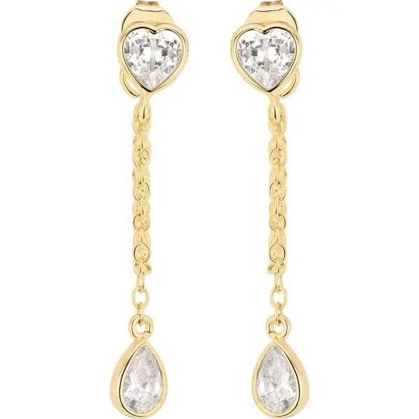 ATHRA LUXE Modern Muse Cz Heart Drop Earrings - Gold