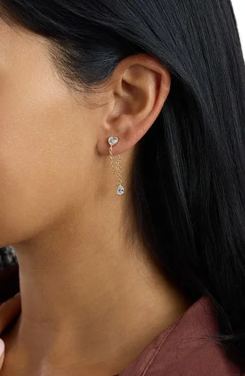 ATHRA LUXE Modern Muse Cz Heart Drop Earrings