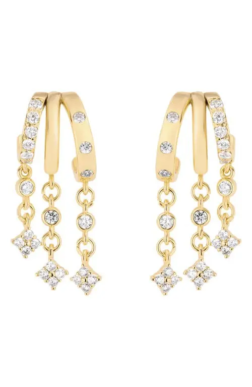 ATHRA LUXE Modern Muse Cz Clover Charm Hoop Earrings - Gold