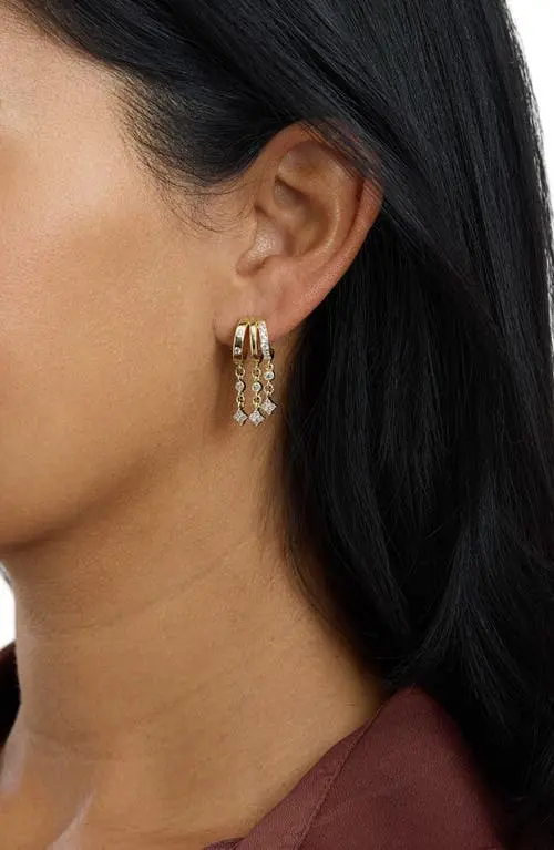 ATHRA LUXE Modern Muse Cz Clover Charm Hoop Earrings