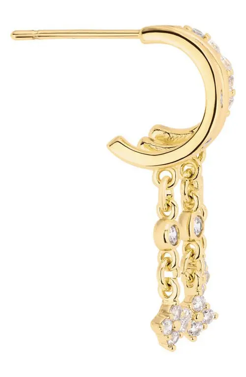 ATHRA LUXE Modern Muse Cz Clover Charm Hoop Earrings