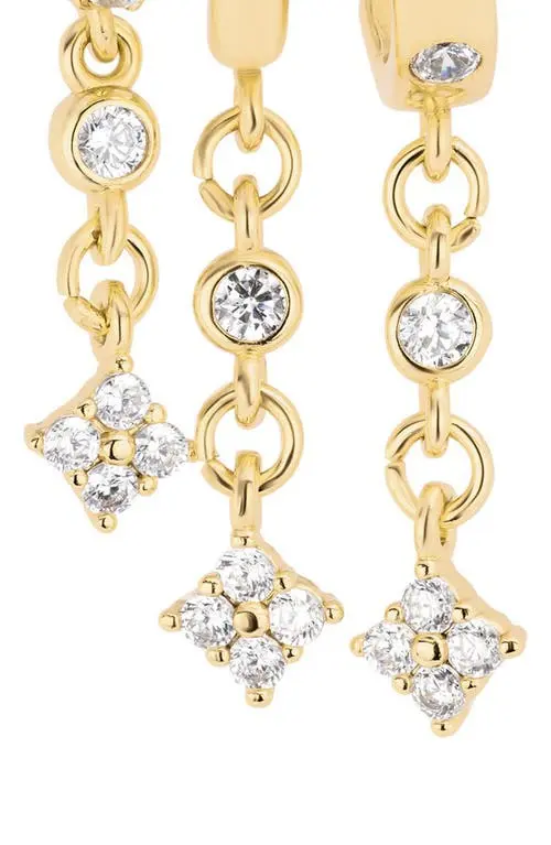 ATHRA LUXE Modern Muse Cz Clover Charm Hoop Earrings