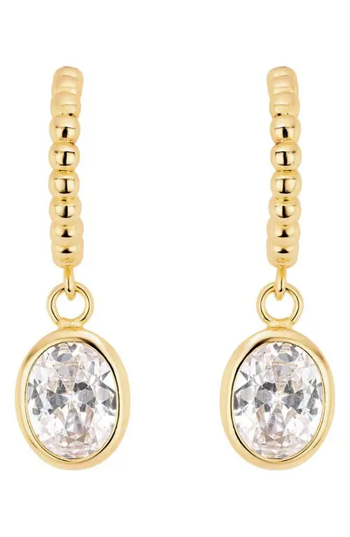 ATHRA LUXE Modern Muse Beaded Cz Hoop Earrings - Gold