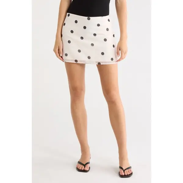 Princess Polly Adelaida Polka Dot Miniskirt - Cream Polka