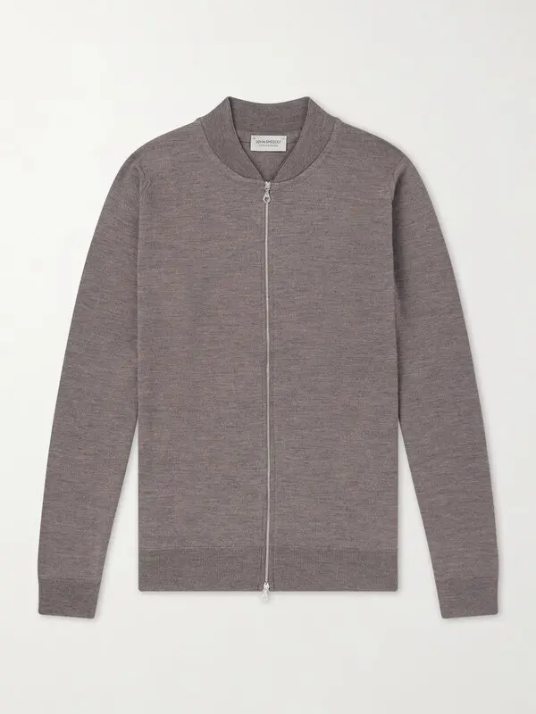 John Smedley Maclean Merino Wool Zip-up Sweater - Gray