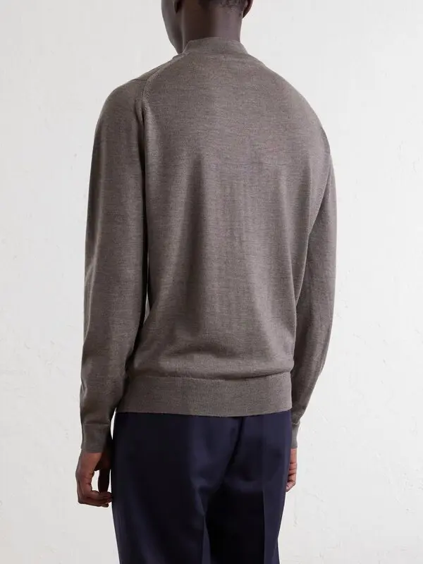 John Smedley Maclean Merino Wool Zip-up Sweater - Gray