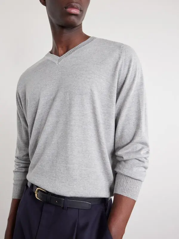 John Smedley Bill Nighy Collaboration V-neck Merino Wool Sweater