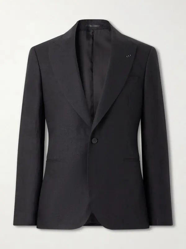 Mr P. Slim-fit Linen Tuxedo Jacket - Black