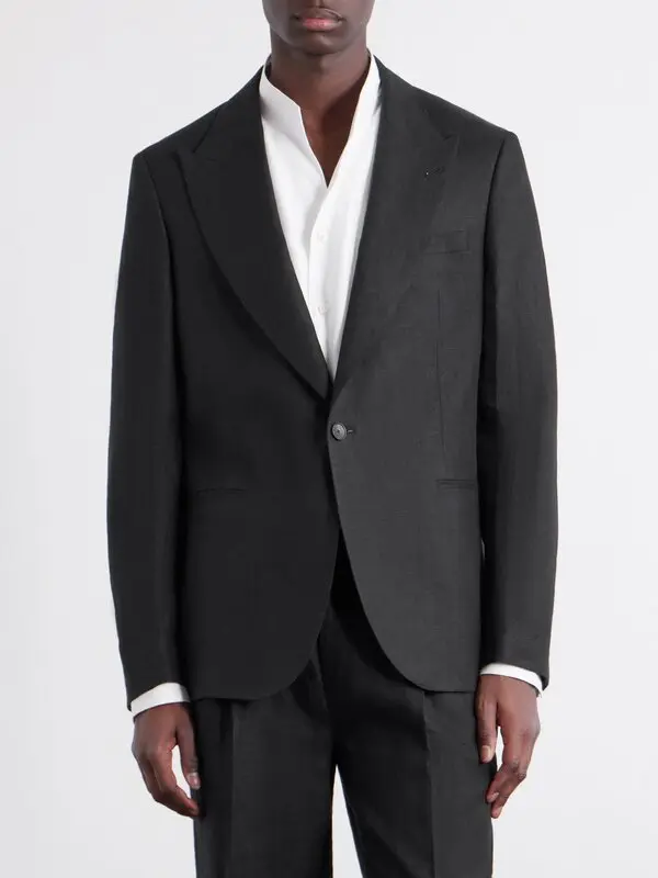 Mr P. Slim-fit Linen Tuxedo Jacket - Black
