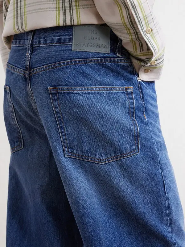 THE ELDER STATESMAN Hunter Wide-leg Jeans - Blue
