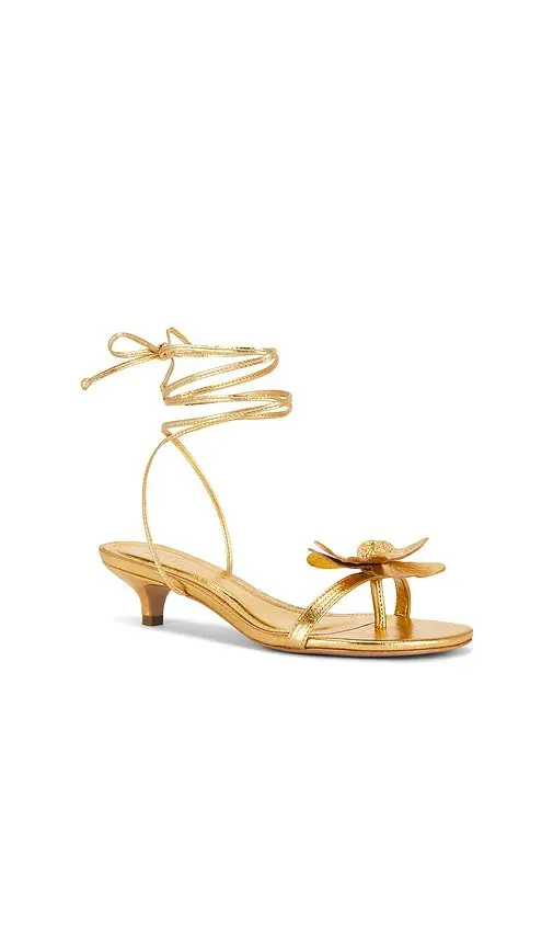 Raye Catalina Metallic Leather Kitten Heel Sandals