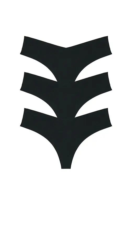 Commando Invisible Rib Thong 3-pack - Black