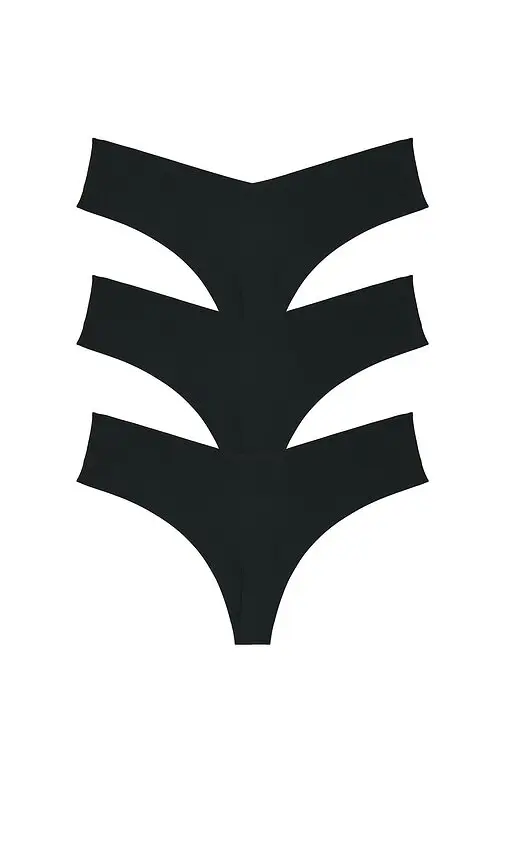 Commando Invisible Rib Thong 3-pack - Black