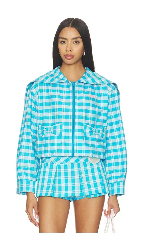 Sandy Liang Checked Zip-up Jacket