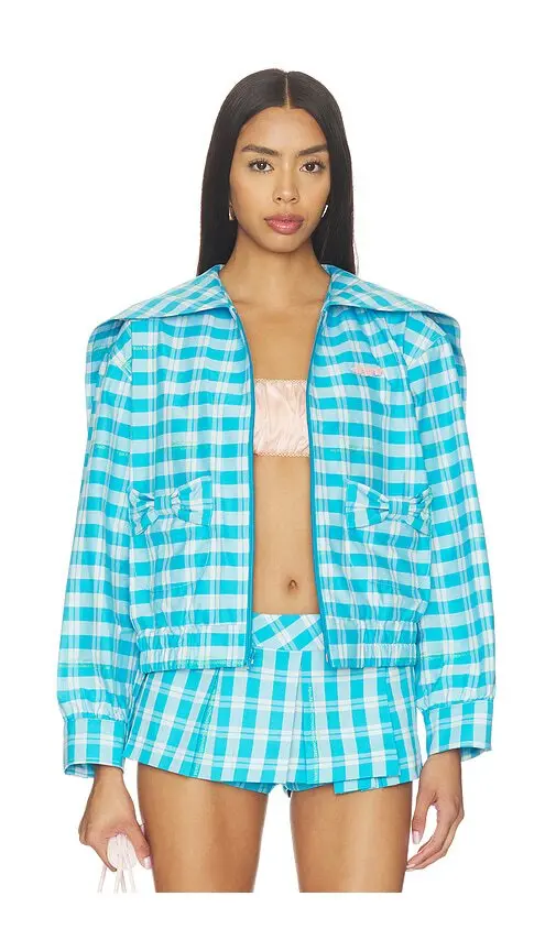 Sandy Liang Checked Zip-up Jacket