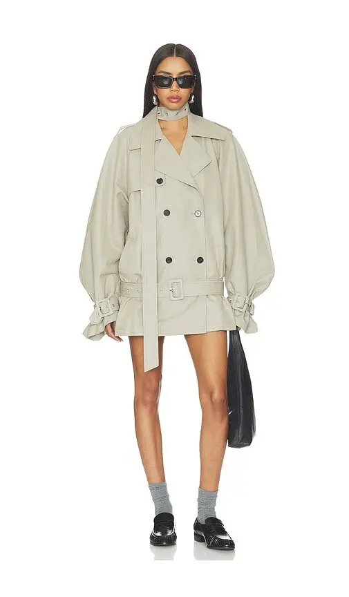 MARRKNULL Belted Short Trench Coat