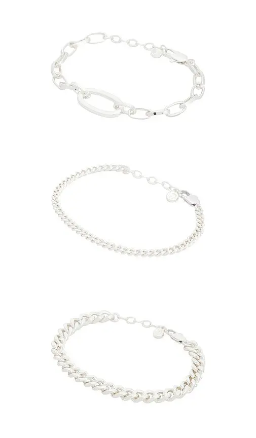 Ettika Chain Game Bracelet Set In Metallic - Silver