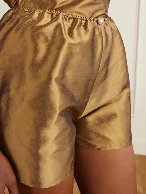 SARA CRISTINA Silk-shantung Shorts - Gold