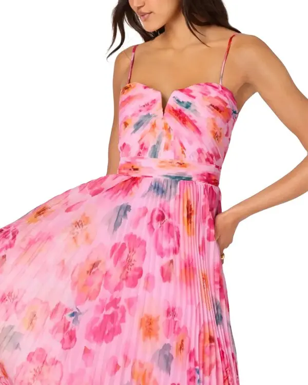 Astr The Label Bayley Printed Midi Dress - Pink Multi