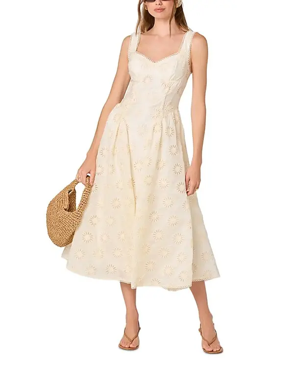 Astr The Label Caerwyn Eyelet Midi Dress - Cream