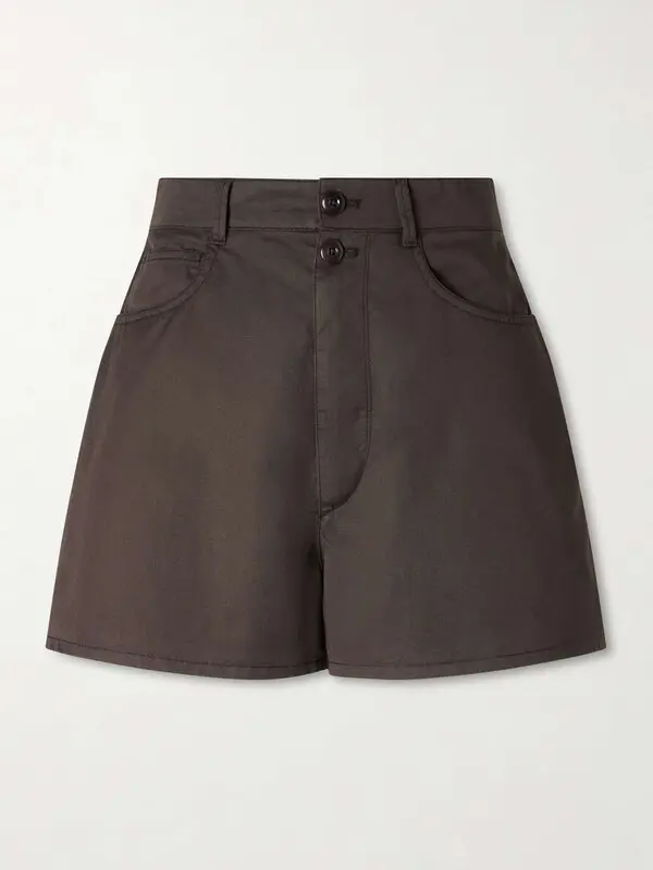 LEMAIRE Cotton-twill Shorts - Dark Brown