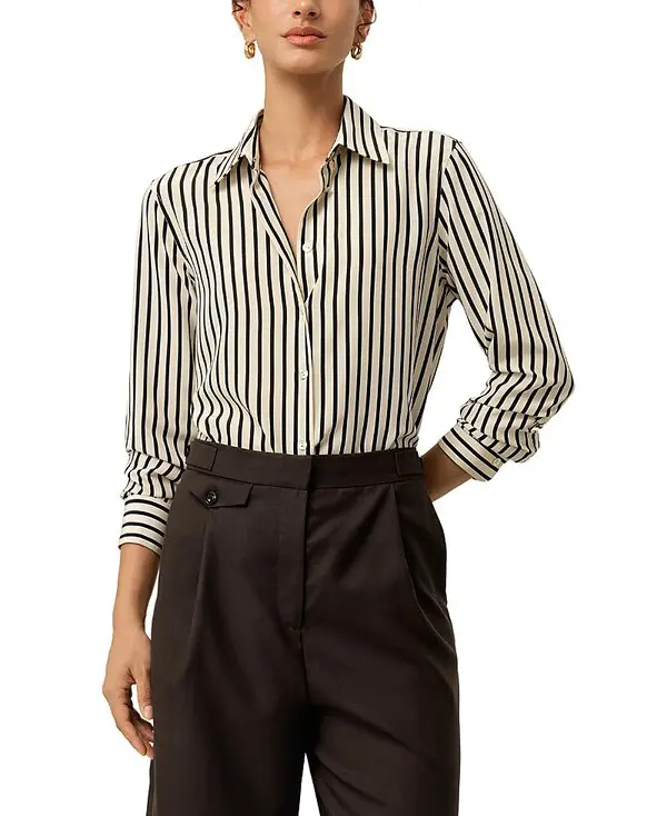 Lilysilk Striped Silk Shirt - Ink Stripe