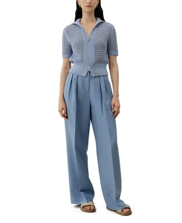 Lilysilk Toscana Pointelle Knit Double-zip Cardigan