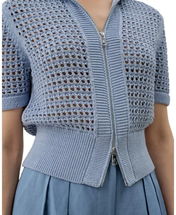 Lilysilk Toscana Pointelle Knit Double-zip Cardigan