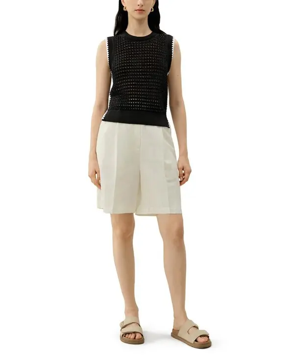 Lilysilk Toscana Pointelle Embroidered Vest - Black
