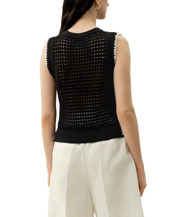 Lilysilk Toscana Pointelle Embroidered Vest - Black