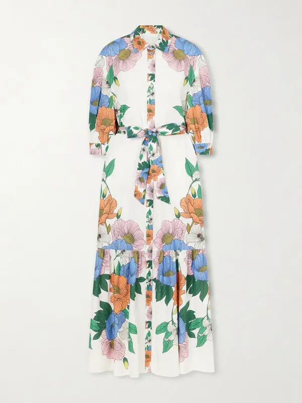 Borgo De Nor Bianca Linen-blend Floral Midi Dress - Multi