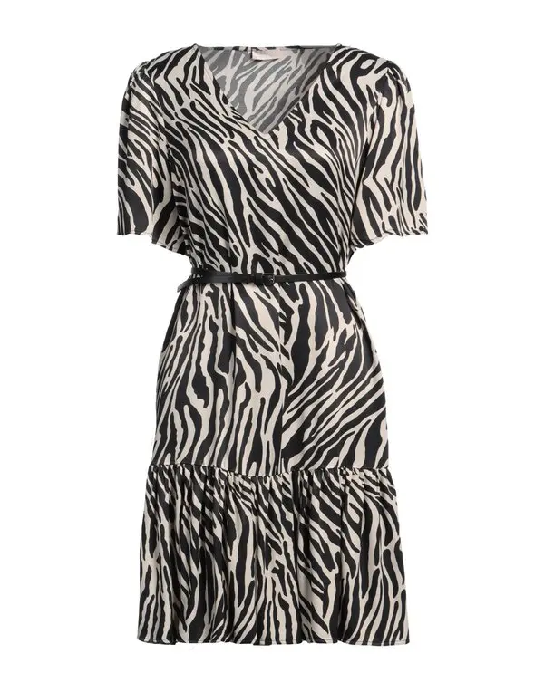 Liu Jo Zebra Print V-neck Short Sleeve Mini Dress