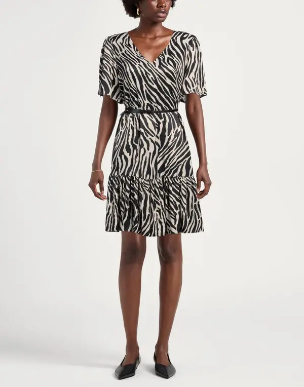 Liu Jo Zebra Print V-neck Short Sleeve Mini Dress