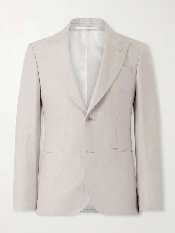 Mr P. Slim-fit Linen Tuxedo Jacket - Beige